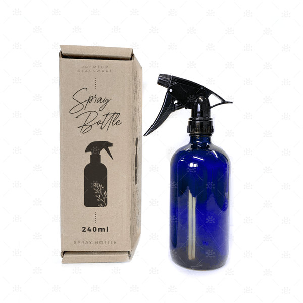 240ml Blue Glass Spray Bottle with Decorative Vinyls & Recipe Sheet ...
